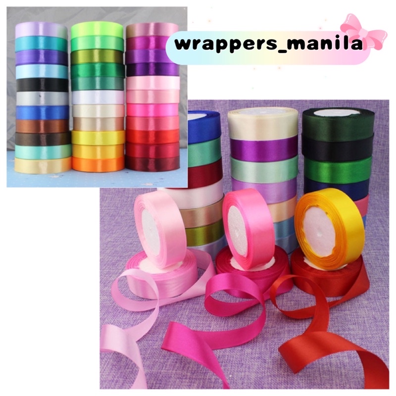 25Yards Plain Gift Wrapping Bouquet Ribbon Satin Ribbon | Shopee ...