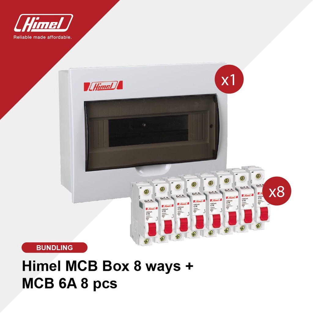 Bundle Himel MCB Box 8 ways IP30 flush-mounted ABS without flame return ...