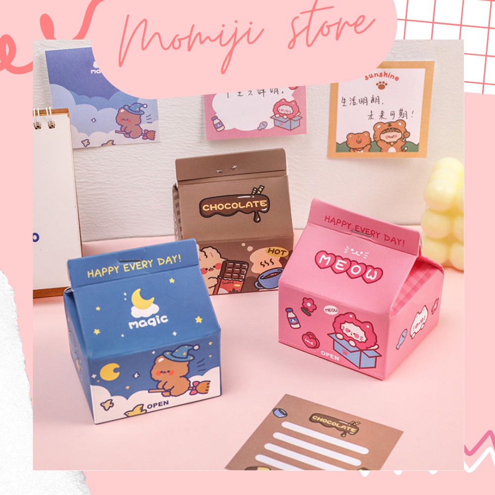 Milk carton note paper shaped like food banana green tea milk coffee ...