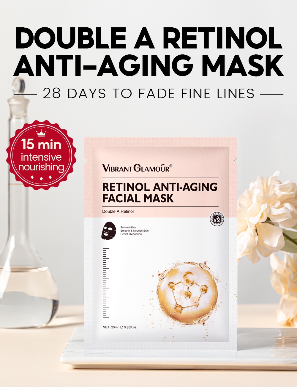 VIBRANT GLAMOUR Double A Retinol Facial Mask Anti Aging Reduce Fine ...