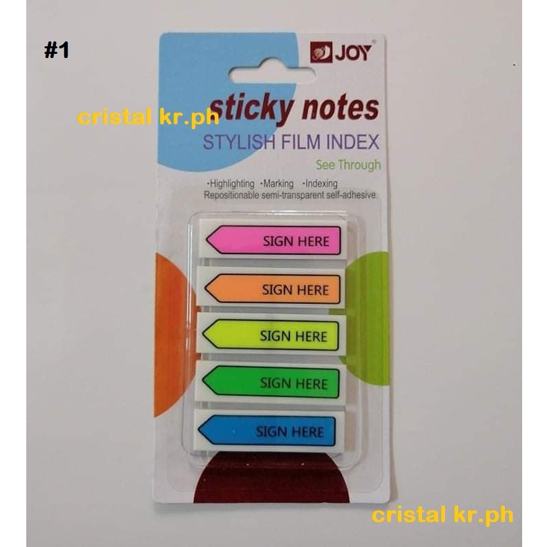 Joy Sticky Notes Sign Here Arrow Flag Sticky Note PET 5 in 1 Sold Per ...