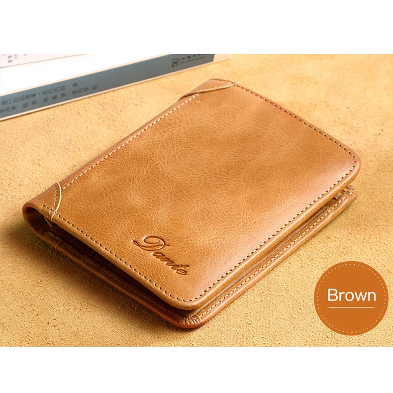 Dante Men Wallet Genuine Leather Retro Vertical Bifold Wallets with ...