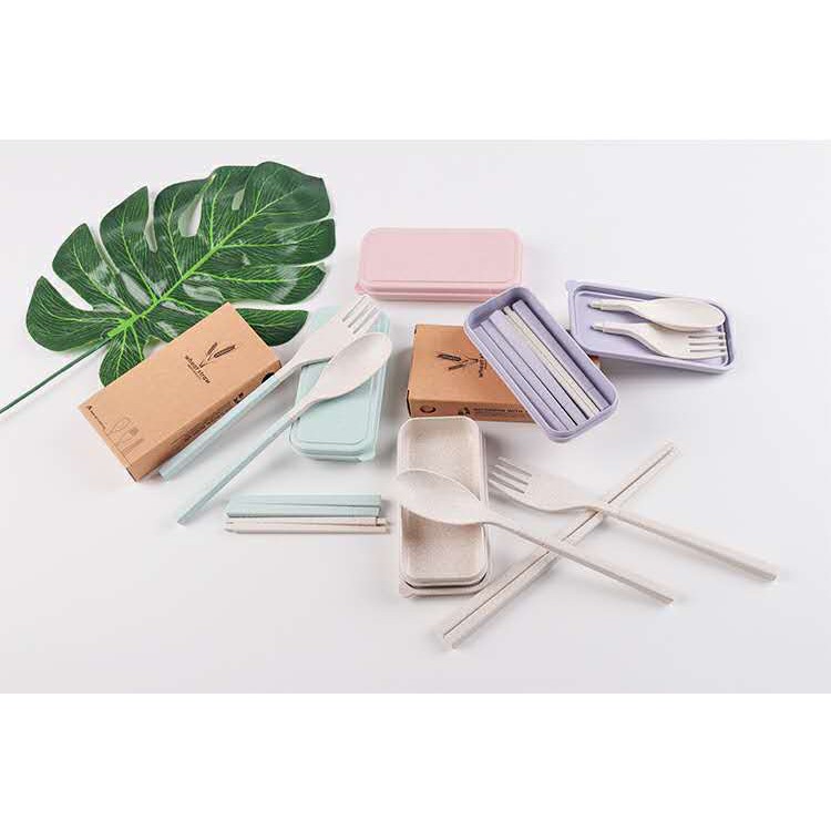 kylow's Portable wheat travel cutlery box | Shopee Philippines