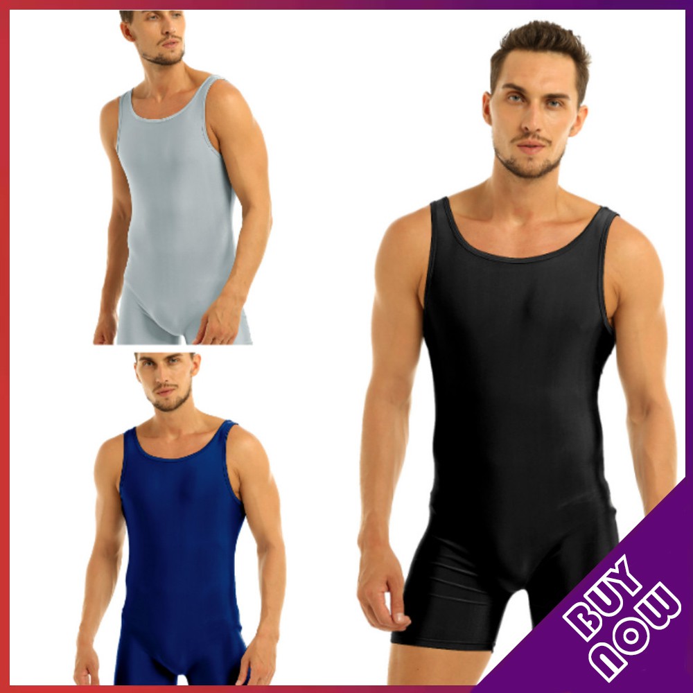 Mens Spandex Short Tank Sleeveless Stretchy Sport Gym Bodysuit ...