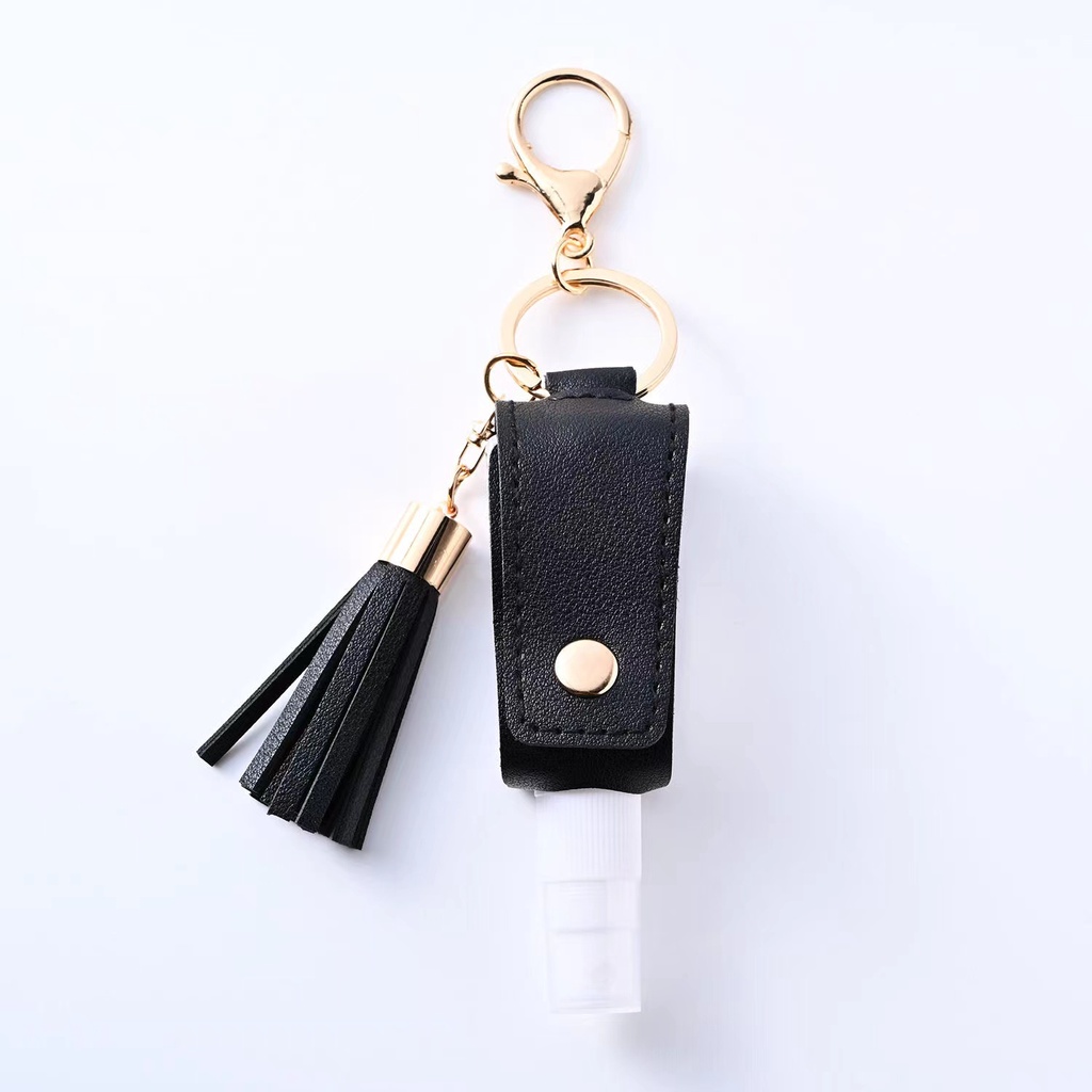 Portable Hand Sanitizer Holder Leather Key chain Alcohol Spray Bottle ...