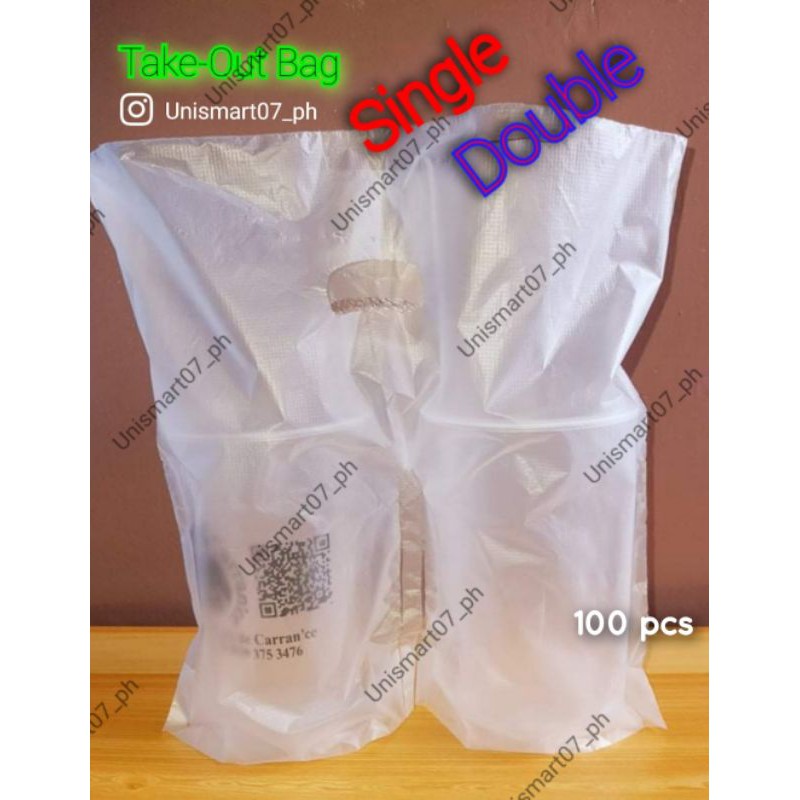100pcs/Takeout Big Bag for Cups Plain Durable for Juice Fruit Tea Milk ...