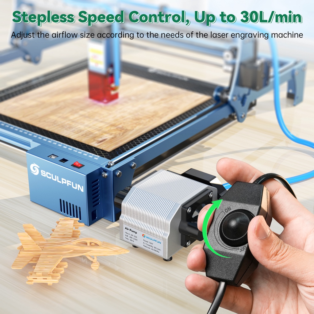 【STDW】 SCULPFUN 30L/Min Laser Air Assist Pump Air Compressor for S10 Laser Engraving Machine ...