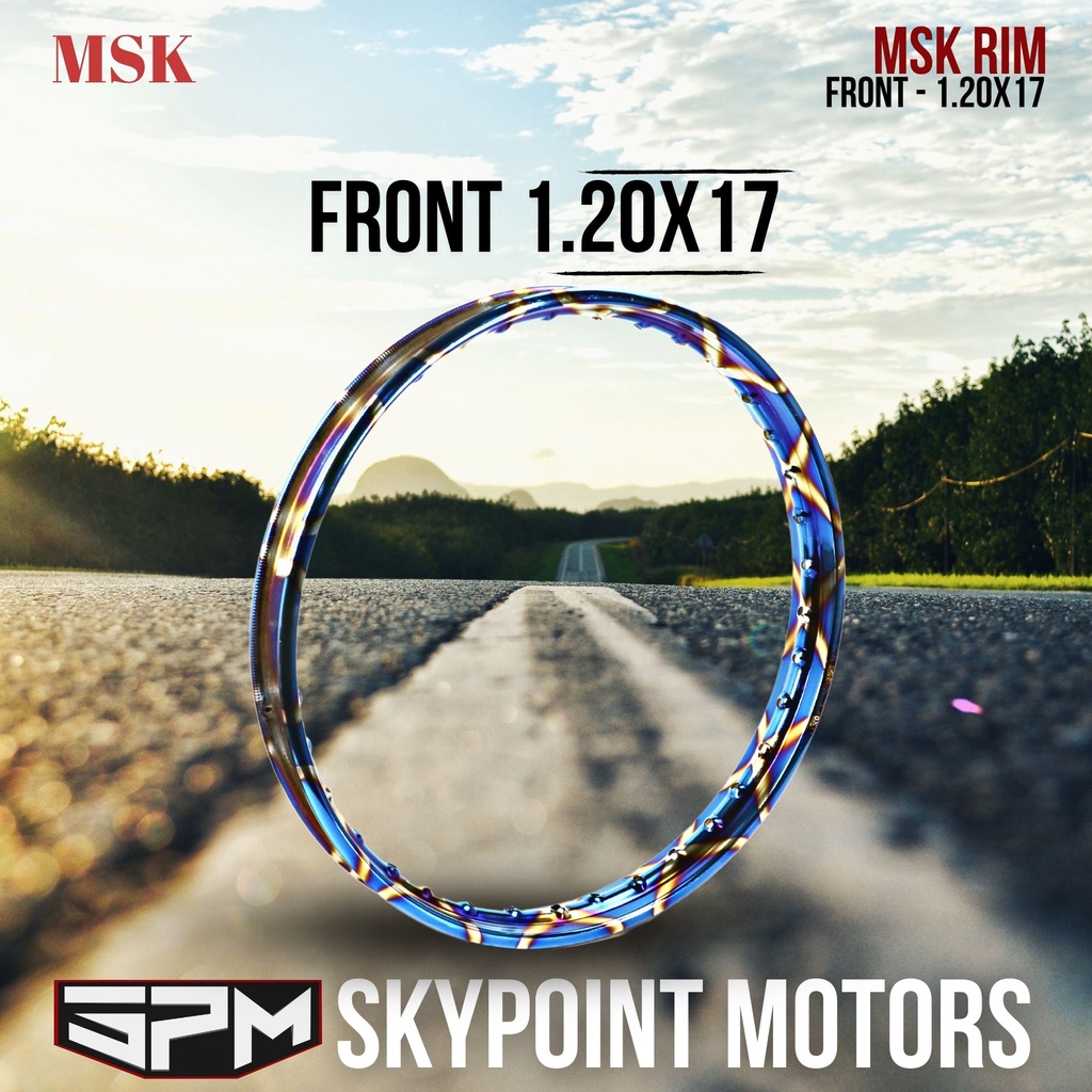 MSK Motorcycle Steel Rim x17 - Blue with Design 1PC (9707) | Shopee ...
