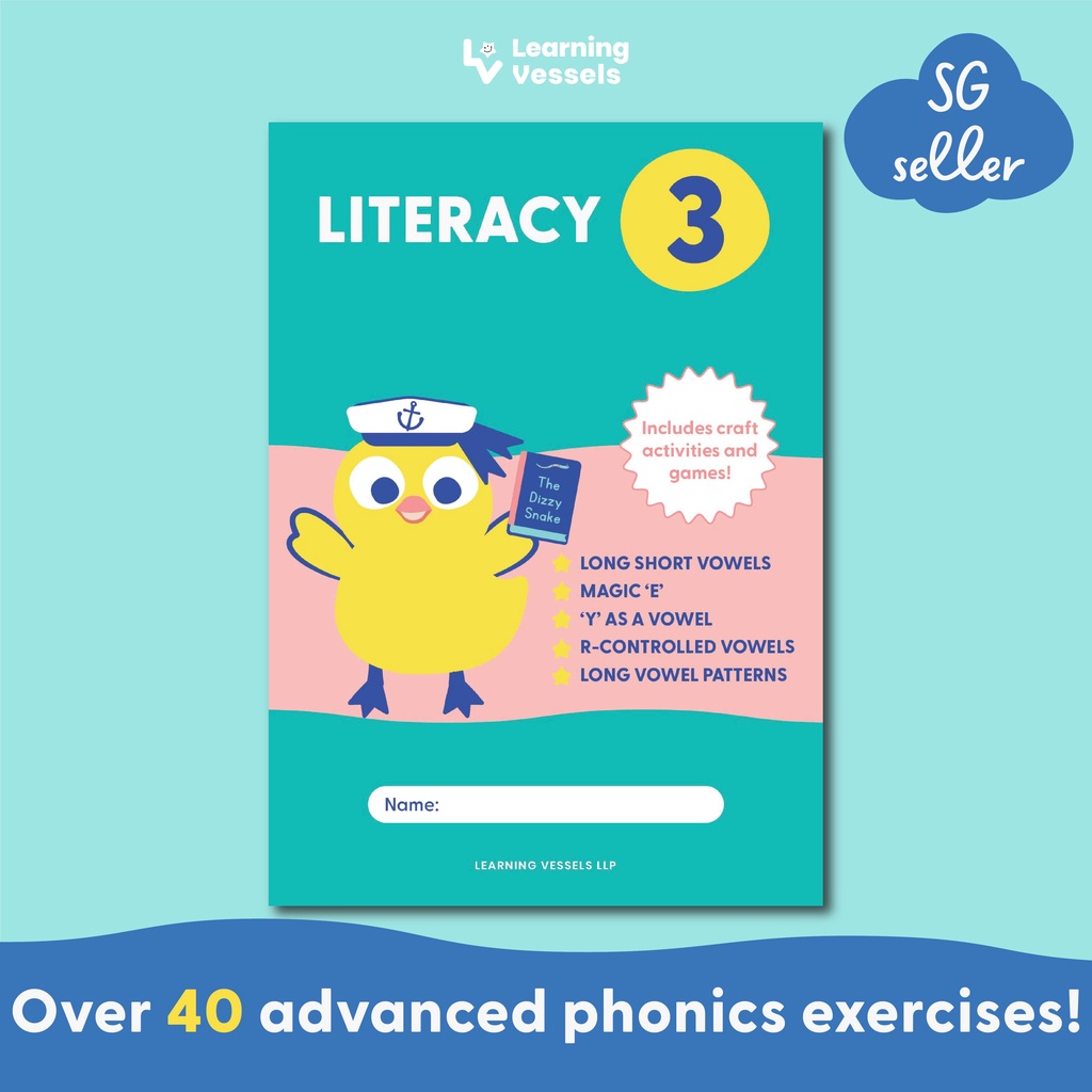 Literacy Book 3 *SG seller* fun advanced phonics learning book long ...