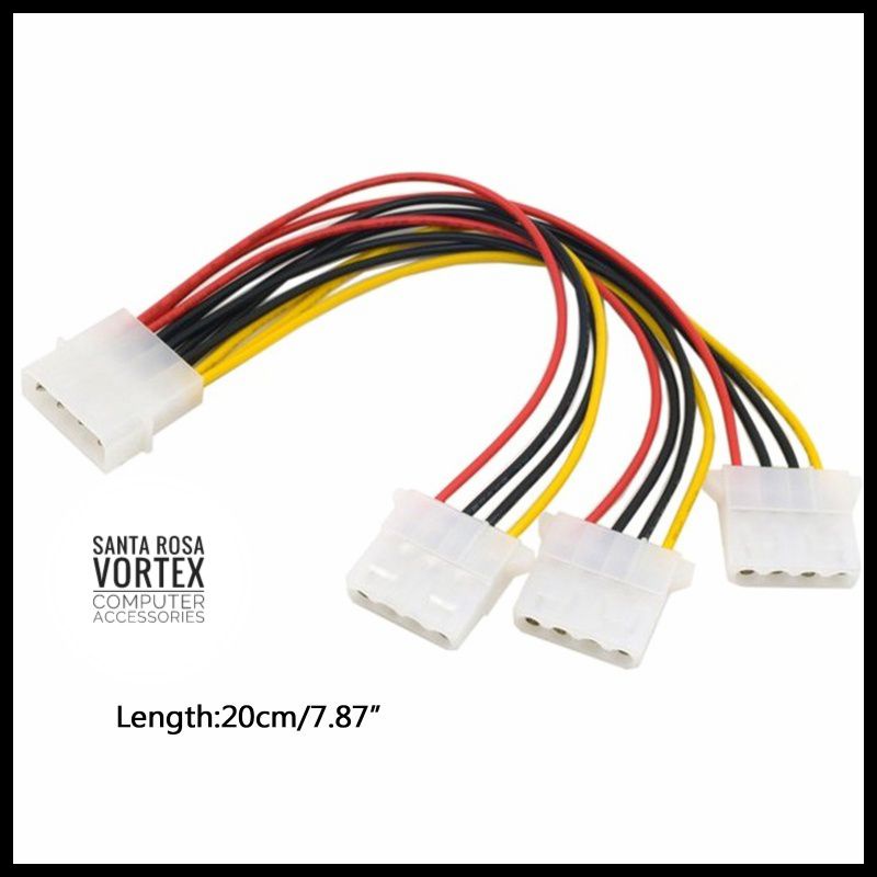 Molex 4 Pin IDE Male to 3 Molex 4 Pin Female Power Splitter Cable ...