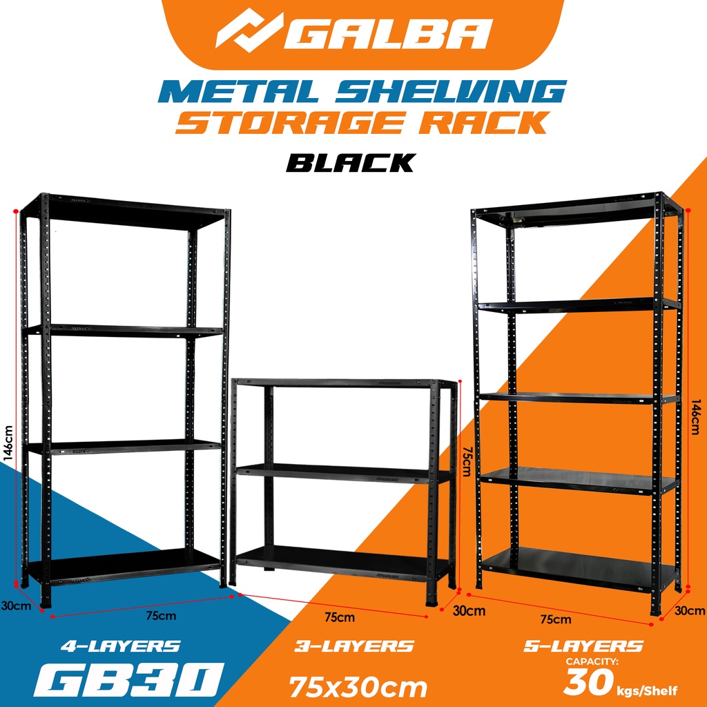 GALBA Galvanized Steel Storage Rack Adjustable 3,4,5 Layers Metal Shelf ...
