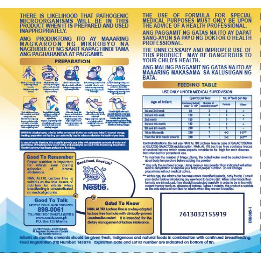 NAN AL 110 Lactose Free Milk Formula 400g | Shopee Philippines