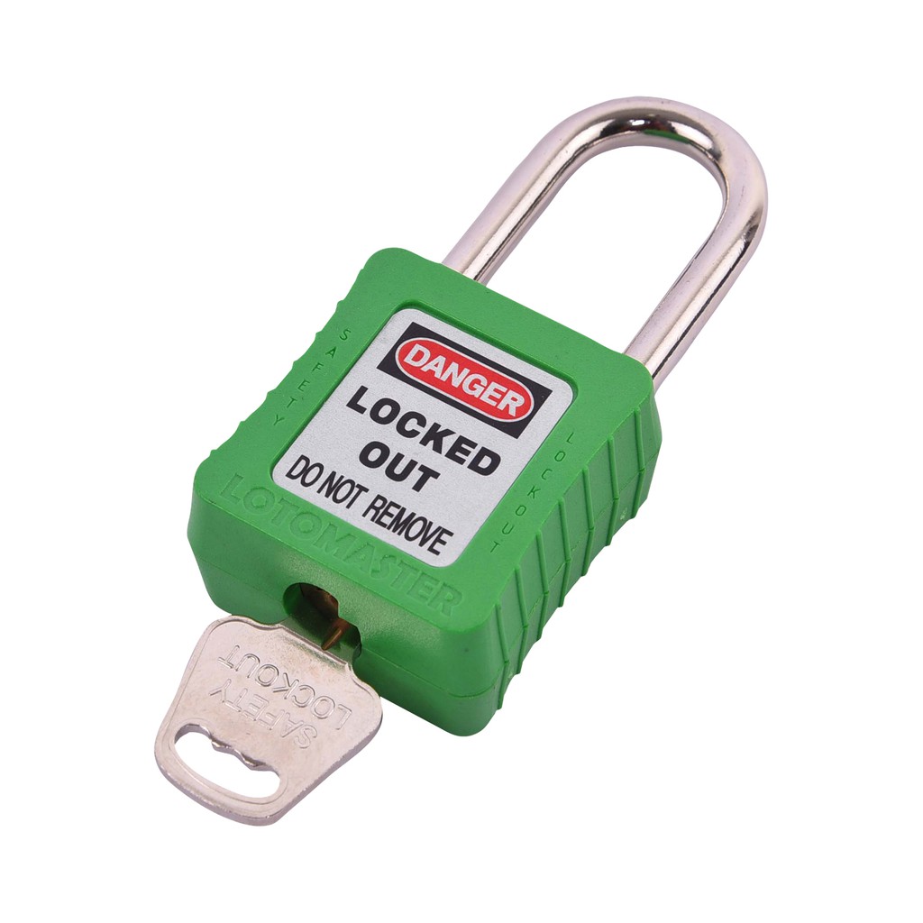 LOCKOUT Short Steel Shackle Plastic Safety Padlock GREEN (1.5 INCHES ...