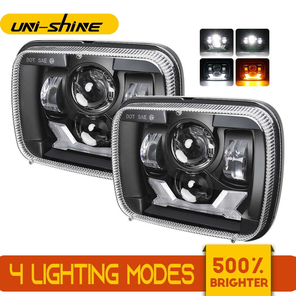 Unishine White Drl Amber Turn Signal Led Headlight Projector 5X7Inch ...