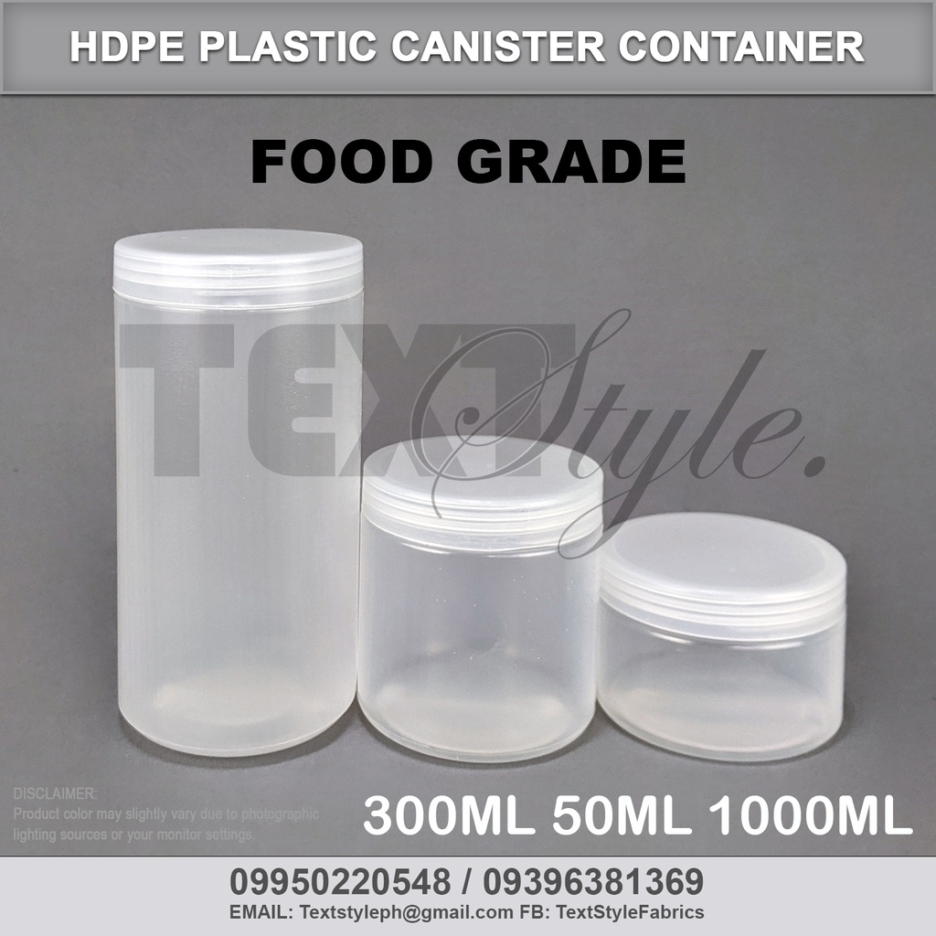 Textstyle Clear HDPE Plastic Container Canister Clear Storage Canister ...