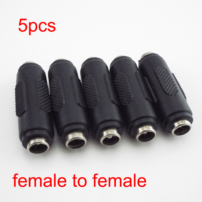 5pcs 5.5x2.1mm 12V DC Power Female to Female Plug Connector Jack CCTV ...