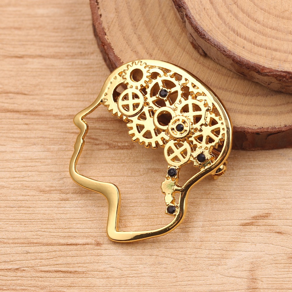 Exaggerated Golden Silver Brain Brooch Pin Head | Shopee Philippines