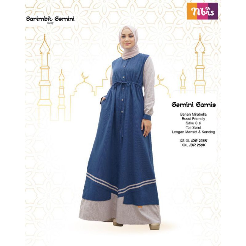 Mother Gemini Navy Gamis | Shopee Philippines