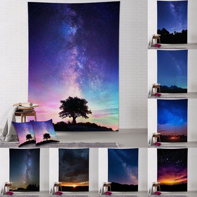 Tapestry Wall Decor Aesthetic Night Starry Sky Living Room Hanging On ...