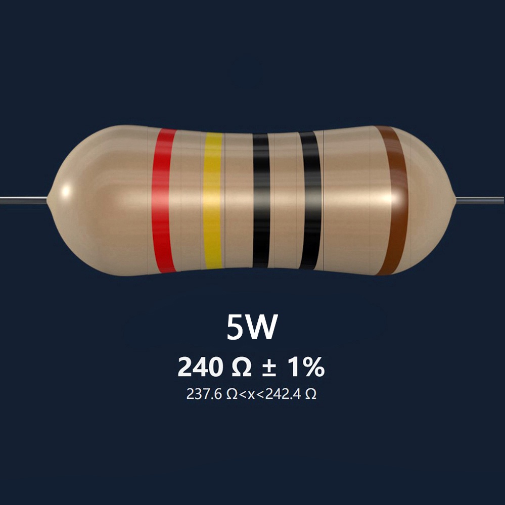 Ready stock* 1pcs 5W 1% 240 OHM 240Ω 5 color circle Metal film resistor ...