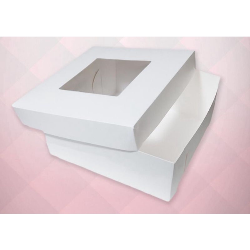 9x9x4 cake box white with window (5pcs) | Shopee Philippines