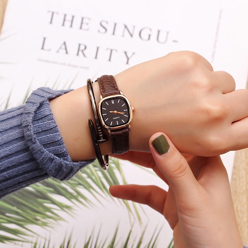 Korean Fashion Simple Lovely Square Dial Watch with Friendship Watches ...