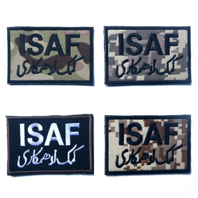 1pc Embroidered ISAF Military Paste Patch Double-sided Velcro Badge Personalized Accessories ...