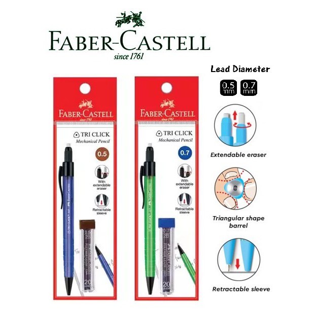 Faber-Castell Tri Click Mechanical Pencil + Lead Set | Shopee Philippines