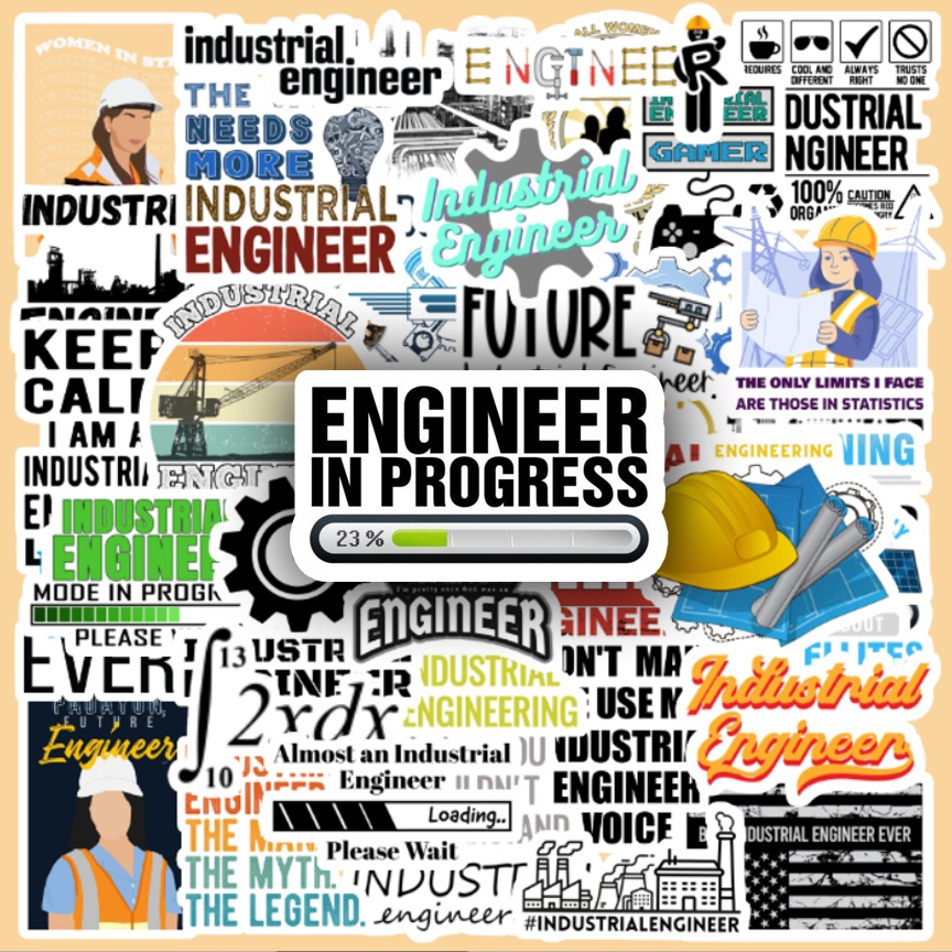 50 pcs. INDUSTRIAL ENGINEER stickers | water proof | FUTURE ENGINEER ...