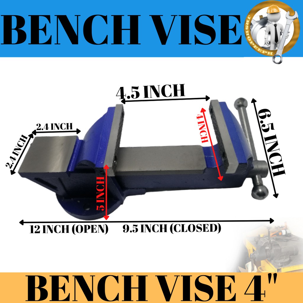 Jrshopeeph UN Gato 4" Bench Vise With Anvil 4" 100Mm Cast Iron High ...