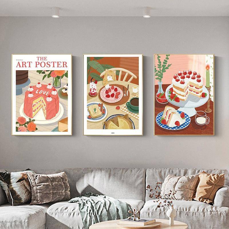 food cake posters Wall Art Canvas Painting art Posters Wall Pictures ...
