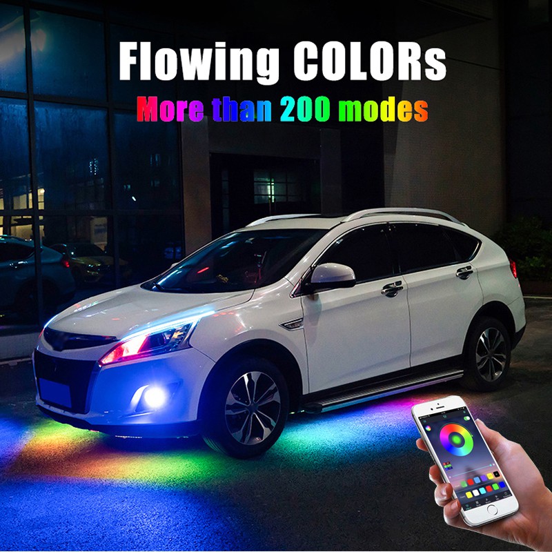 RGB Multicolor Flowing Car LED Light Underglow Underbody Waterproof Car ...