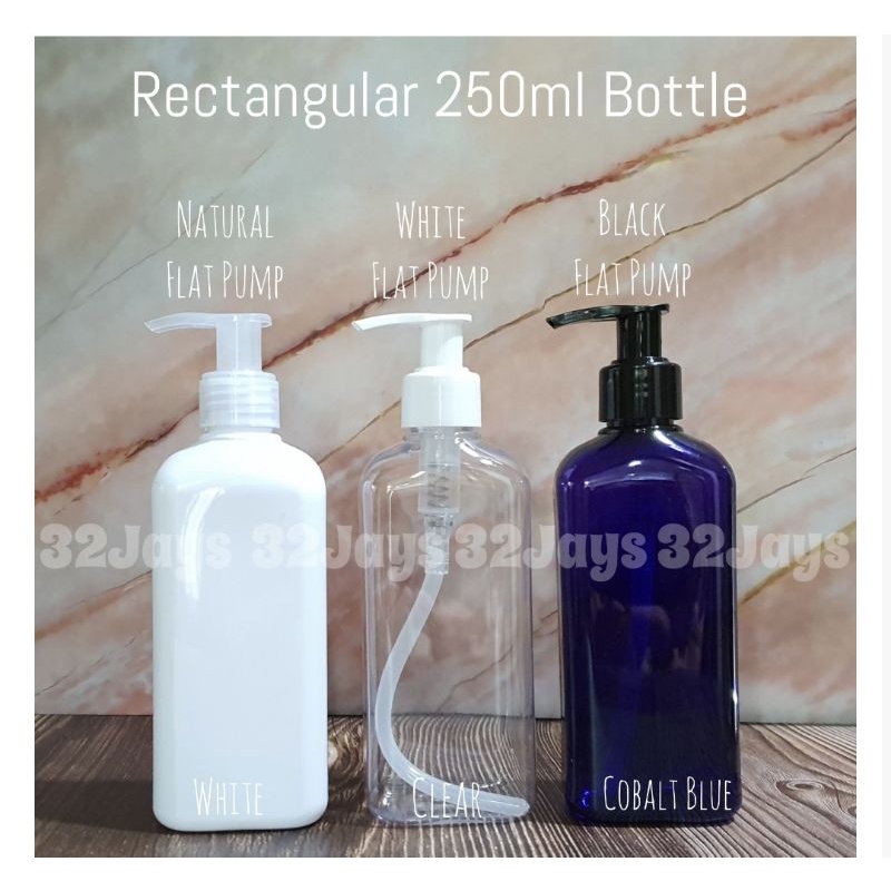 Plastic Rectangular 250ml Lotion Pump Bottle Empty Rectangle Liquid ...