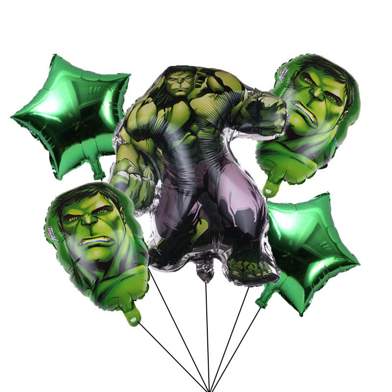 5pcs/set Avengers Superhero Hulk Shaped Aluminum Balloons Set Kids ...