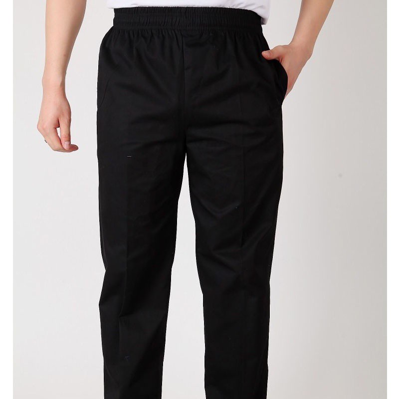Black Chef pants hotel waiter work pants full elastic long trousers ...