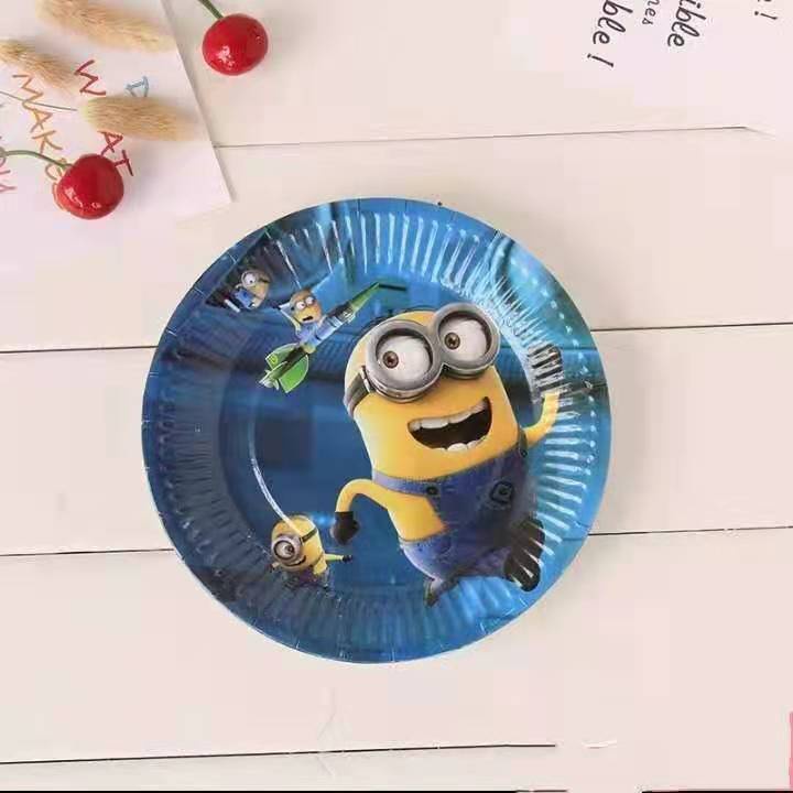 10 Pcs 9 inch Cartoon Minions Children's birthday cake plate disposable ...