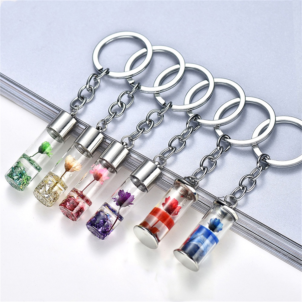 Exquisite Wish Bottle Keychains Fashion Eternal Flower Keyring Car Key ...