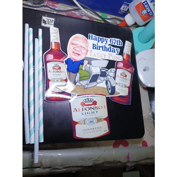 customized photo Printed cake toppers Father and Drink Tricycle Alfonso ...