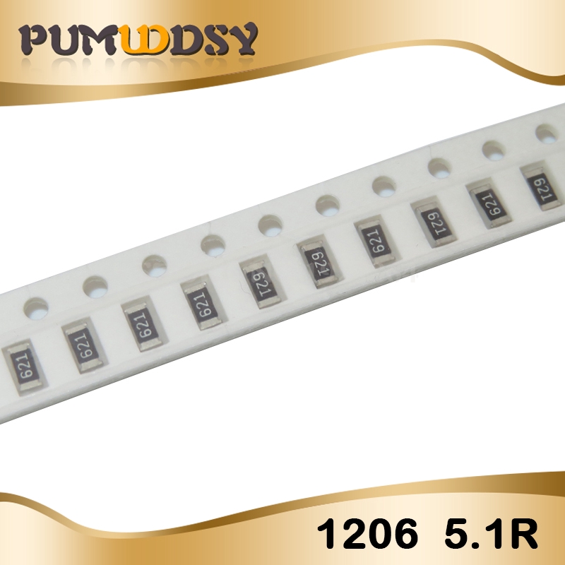 100PCS 1206 SMD Resistor 5.1 ohm chip resistor 0.25W 1/4W 5R1 5.1R ...