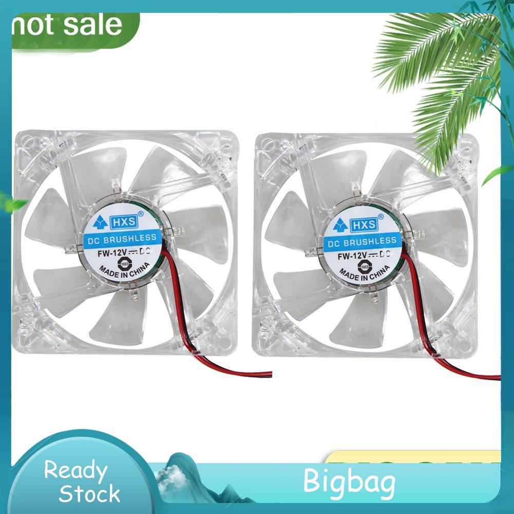 2pcs 80mm 80x25mm Fans 4 LED Blue 4pin for Computer PC Case Cooling ...