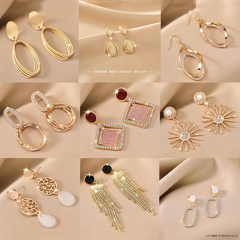 Retro Geometric Earrings Women 925 Earrings for Piercing Accessories ...