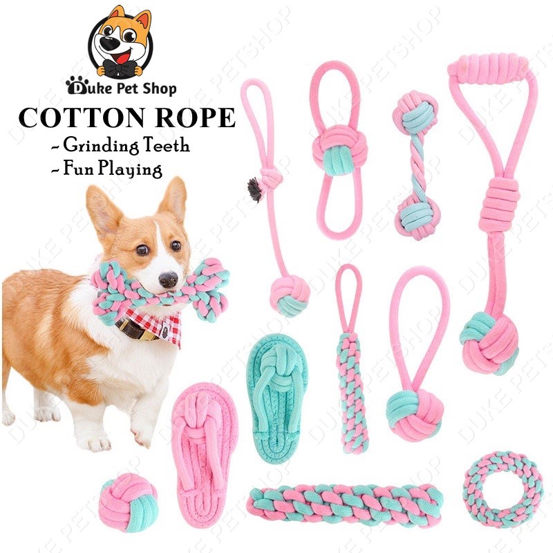 pets toy chew knot toy cotton braided bone rope puppy dog clean molar ...