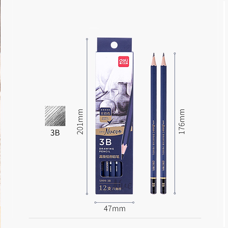 Deli B-14B Drawing Pencil Graphite Sketch Pencil Art Painting Supplies ...