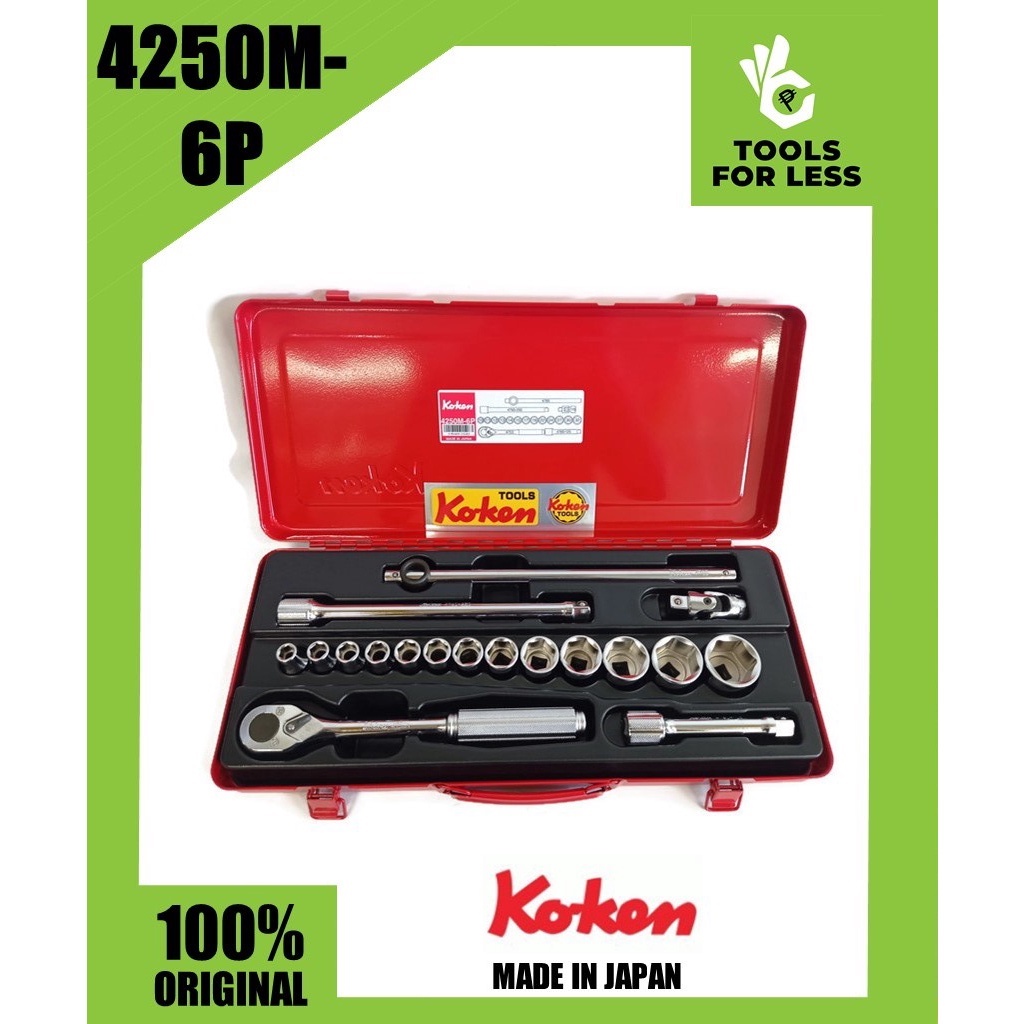Koken 18pc. 1/2 Dr. Socket Set 19mm - 32mm 6pts Made in Japan Model: 4250M-6P | Shopee Philippines