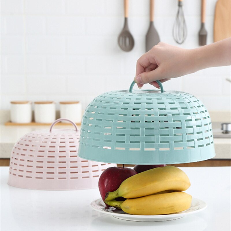Household simple hollow dish cover Plastic kitchen Round food cover Fly ...