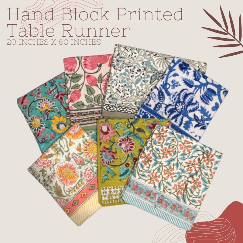 Hand Block Printed Table Runner Handblock Table Runner 100% Cotton ...