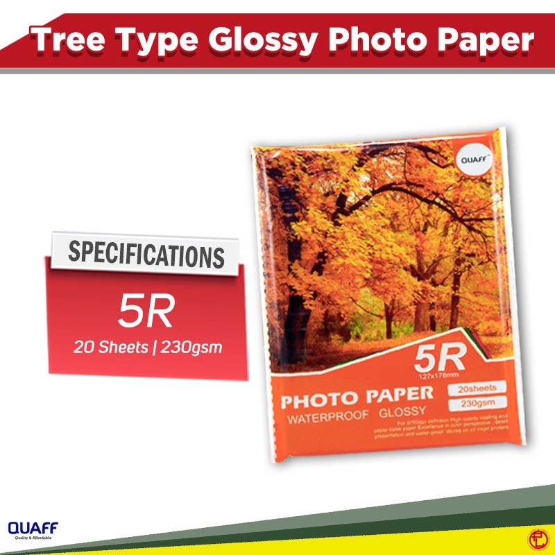 Quaff Tree Type Glossy Photo Paper A4 5r 4r 3r Size 180gsm & 230gsm 20 ...
