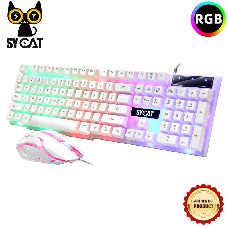 STX200 Rainbow Backlight Gaming white Keyboard and Mouse Set for laptop ...