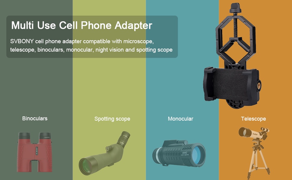 SVBONY Mobile Phone Holder Adapter 25-48mm Diameter CM-4 Clip Binocular ...