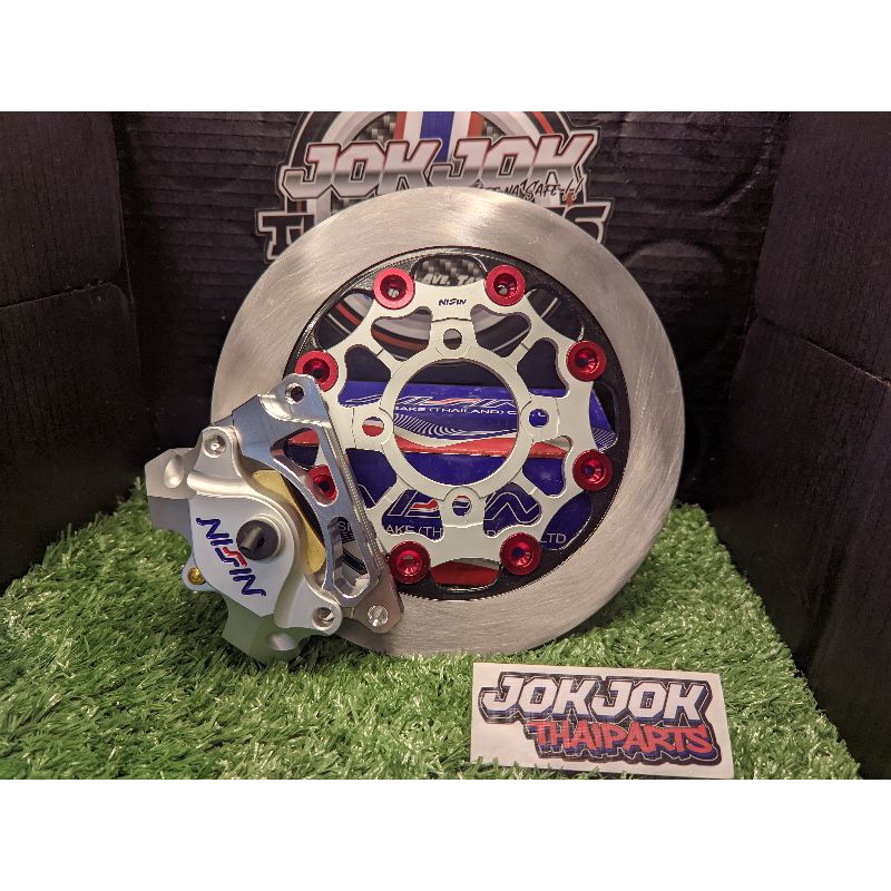 Nissin 2pot Caliper Set w/ 220mm 4-Holes Nissin Float Disk (Mio/Click/Beat/Genio/Scoopy ...